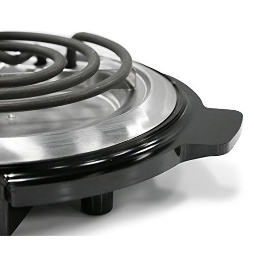 Elite Gourmet ESB-300X Single Countertop Coiled Burner, 1000 Watts Electric Hot Plate, Temperature Controls, Power Indicator Lights, Easy to Clean, Black