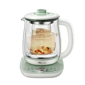 bear ysh-c18s2 health pot, electric kettle tea maker with infuser, glass kettle & stew pot, 16 menus 1.8l 120v, green