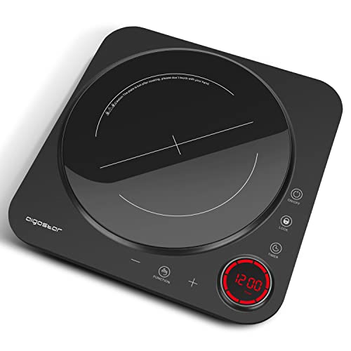 Aigostar Portable Induction Cooktop, Induction Burner with 8 Level Temp ​Setting Between 140°F-460°F, Timer, Electric Countertop Burner with LED Display, Child Safety Lock, Auto-Shut-Off