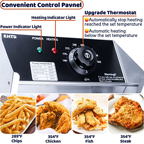 Commercial Deep Fryer with Basket, 3400W 12.7QT/12L Electric Deep Fryers for Restaurant or Home Use, Detachable Large Capacity Stainless Steel Countertop Electric Oil Fryer with Temperature Control