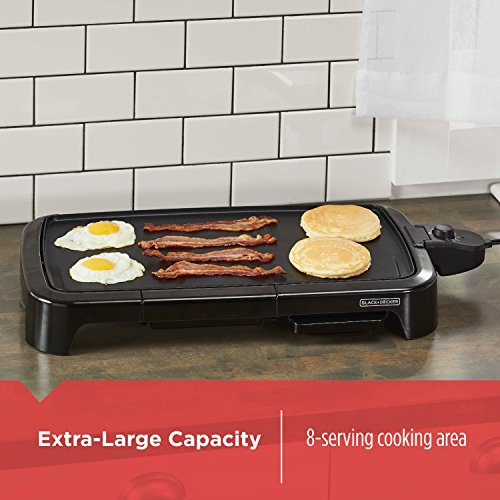 BLACK+DECKER Family-Sized Electric Griddle with Warming Tray & Drip Tray, GD2051B