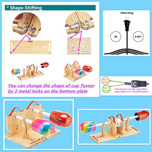 Double 2 Cup Turner Spineer for Crafts,Epoxy Resin 2 Tumbler Spinner Machine Kit,DIY Glitter Epoxy Tumblers