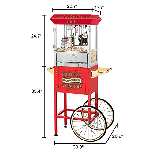 Great Northern Popcorn 5995 10 oz. Perfect Popper Popcorn Machine with Cart - Red