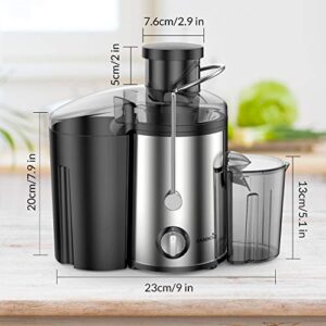 Juicer, Easehold Juicer Machines, Vegetable and Fruit Centrifugal Juicer, 600W Juice Extractor, 2-Speed Setting, Anti-Drip with Juice Jug and Pulp Container