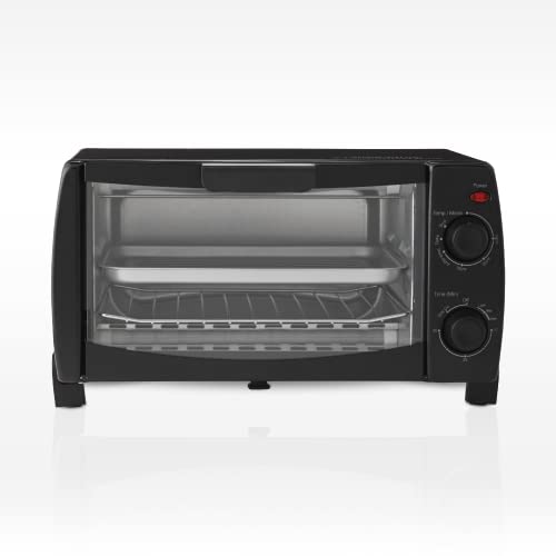 Mainstays 4-Slice Toaster Oven, Black, Includes 1 baking rack and 1 baking pan