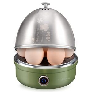 vobaga electric egg cooker, rapid egg boiler with auto shut off for soft, medium, hard boiled, poached, steamed eggs, vegetables and dumplings, stainless steel tray with 7-egg capacity (green)