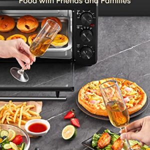 Toaster Oven, 6-Slice Toaster and Countertop Oven, Stainless Steel Multifunction Toaster Oven with Timer - Toast - Bake - Broil 1500 Watt Power Includes Baking Pan and Baking Rack, Black, 24QT