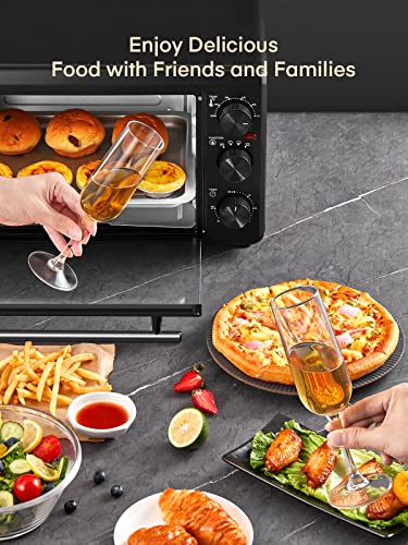 Toaster Oven, 6-Slice Toaster and Countertop Oven, Stainless Steel Multifunction Toaster Oven with Timer - Toast - Bake - Broil 1500 Watt Power Includes Baking Pan and Baking Rack, Black, 24QT