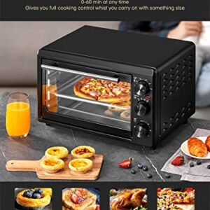 Toaster Oven, 6-Slice Toaster and Countertop Oven, Stainless Steel Multifunction Toaster Oven with Timer - Toast - Bake - Broil 1500 Watt Power Includes Baking Pan and Baking Rack, Black, 24QT