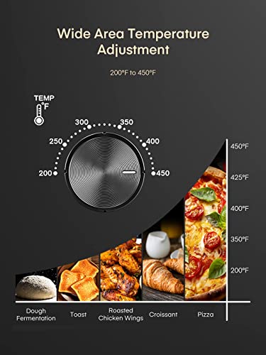 Toaster Oven, 6-Slice Toaster and Countertop Oven, Stainless Steel Multifunction Toaster Oven with Timer - Toast - Bake - Broil 1500 Watt Power Includes Baking Pan and Baking Rack, Black, 24QT