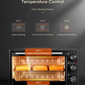 Toaster Oven, 6-Slice Toaster and Countertop Oven, Stainless Steel Multifunction Toaster Oven with Timer - Toast - Bake - Broil 1500 Watt Power Includes Baking Pan and Baking Rack, Black, 24QT