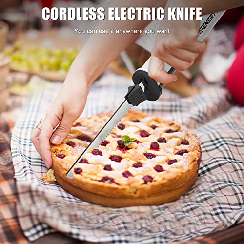 ENERTWIST Cordless Electric Carving Knife 1S Quick Start One-Hand Operation Easy to Use with Safety Lock Button for Carving Bread,Turkey, Poultry,Crafting Foam