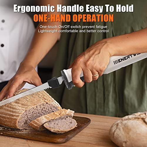 ENERTWIST Cordless Electric Carving Knife 1S Quick Start One-Hand Operation Easy to Use with Safety Lock Button for Carving Bread,Turkey, Poultry,Crafting Foam