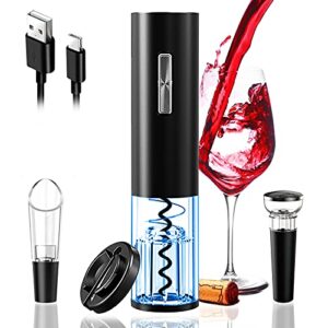 electric wine opener set, rechargeable automatic wine corkscrew remover kit, cordless electric wine bottle opener with usb charging cable, wine pourer, vacuum stopper, foil cutter for wine lovers gift