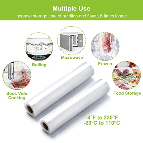 Bonsenkitchen Vacuum Food Sealer Rolls Bags, 2 Packs 8 in x 20 ft Storage Bags, BPA Free, Durable Commercial Customized Size Food Bags for Food Storage and Sous Vide Cooking