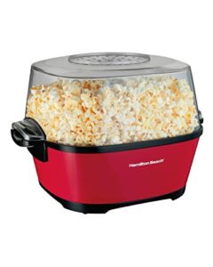 hamilton beach electric hot oil popcorn popper, healthy snack maker, 24 cups, red (73302)