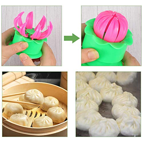 Chinese Baozi Maker Bun Dumpling Maker Plastic Steamed Bun Mold Stuffed Bun Making Mould Bun Cooking Tool Bao Steamer Dumpling Maker (2 Pieces)