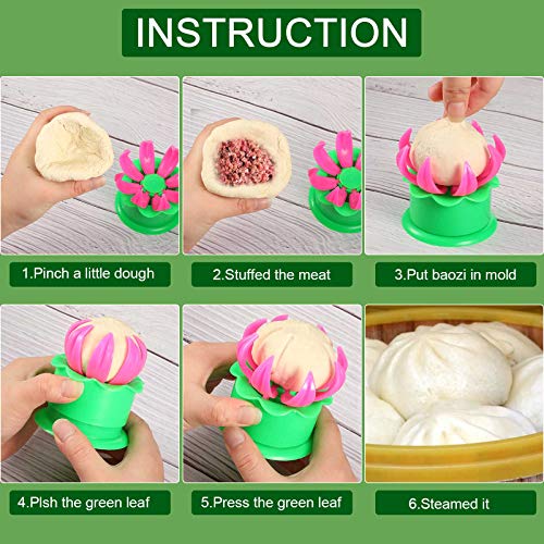 Chinese Baozi Maker Bun Dumpling Maker Plastic Steamed Bun Mold Stuffed Bun Making Mould Bun Cooking Tool Bao Steamer Dumpling Maker (2 Pieces)