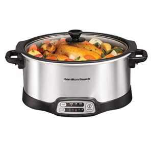 hamilton beach 33662 programmable slow cooker with 6 quart stovetop-safe sear & cook crock, silver