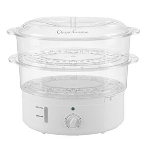 Vegetable Steamer Rice Cooker- 6.3 Quart Electric Steam Appliance with Timer for Healthy Fish, Eggs, Vegetables, Rice, Baby Food by Classic Cuisine, 11"D x 11"W x 12.25"H