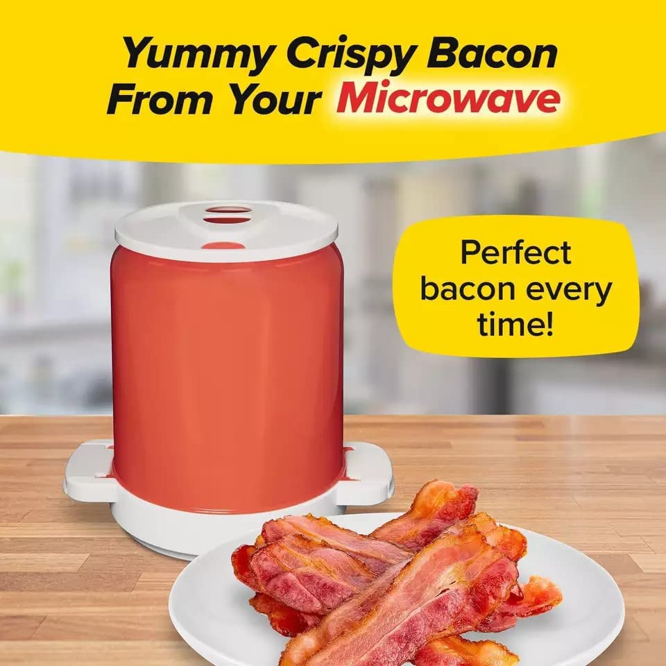 SPYKA Microwave Oven Bacon Cooker - As Seen On TV Easy To Use Bacon Can Cooker - Splatterproof & Mess-Free Design