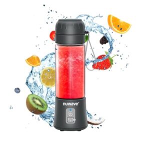 nuwave portable blender for shakes and smoothies, on-the-go personal blender with usb-c rechargeable, 6-piece-blade for crushing ice, bpa free 18 oz tritan jar for travel, office and sports