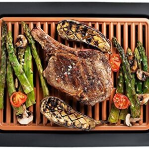 Gotham Steel Smokeless Indoor Grill, Nonstick Indoor Smokeless Grill with Ceramic Coating & Adjustable Heating, Indoor Grill Electric Smokeless with Dishwasher Safe Removable Grill Plate, Toxin Free