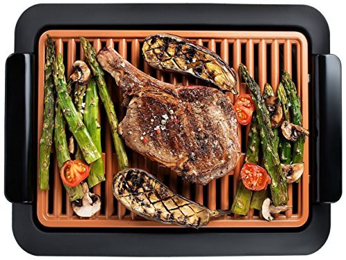 Gotham Steel Smokeless Indoor Grill, Nonstick Indoor Smokeless Grill with Ceramic Coating & Adjustable Heating, Indoor Grill Electric Smokeless with Dishwasher Safe Removable Grill Plate, Toxin Free