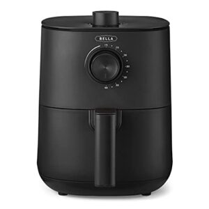 bella 2.9qt manual air fryer, no pre-heat needed, no-oil frying, fast healthy evenly cooked meal every time, removeable dishwasher safe non stick pan and crisping tray for easy clean up, matte black