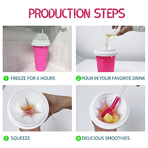 CHAOMIC 2PCS Slushie Cup, Magic Slushy Maker Squeeze Cup Smoothie Cups With Lids And Straws For Kids & Adults