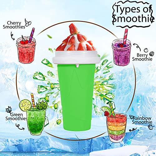 CHAOMIC 2PCS Slushie Cup, Magic Slushy Maker Squeeze Cup Smoothie Cups With Lids And Straws For Kids & Adults