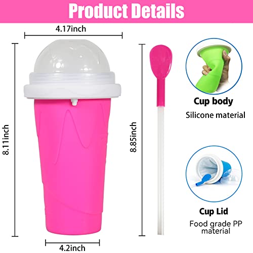 CHAOMIC 2PCS Slushie Cup, Magic Slushy Maker Squeeze Cup Smoothie Cups With Lids And Straws For Kids & Adults