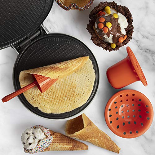 MasterChef Waffle Cone and Bowl Maker- Includes Shaper Roller and Bowl Press- Homemade Ice Cream Cone Baking Iron Machine, Fun Kitchen Appliance for Holiday Parties & Gift Giving