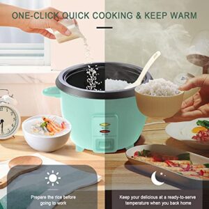 Mishcdea Small Rice Cooker 3 Cups Uncooked, Electric Mini Rice Cooker with Steamer Basket, Removable Nonstick Pot, 12H Automatic Keep Warm, for Rice, Soups, Stews, Grains, Oatmeal - Aqua