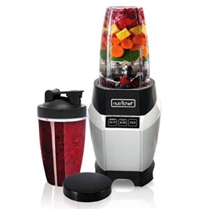 nutrichef ncbl1000 personal electric single serve small professional kitchen countertop mini blender for shakes and smoothies w/pulse blend, convenient lid co, 20 & 24 oz cups, black