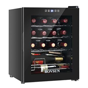 rovsun 16 bottle wine cooler refrigerator, freestanding compressor wine chiller, beverage wine fridge with digital temperature control & double-layer glass door for red white wine, champagne, beer