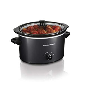 hamilton beach 3-quart slow cooker with dishwasher-safe crock & lid, matte black (33231)