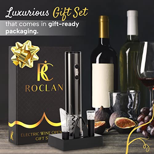 Electric Wine Opener Kit - Rechargeable, Cordless Automatic Corkscrew, Charging Base and Accessories - Gift Set for Wine Lovers - Battery Operated, Electronic Cork Remover Gadget