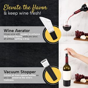 Electric Wine Opener Kit - Rechargeable, Cordless Automatic Corkscrew, Charging Base and Accessories - Gift Set for Wine Lovers - Battery Operated, Electronic Cork Remover Gadget