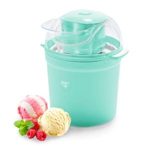 greenlife 1.5qt electric ice cream, frozen yogurt and sorbet maker with mixing paddle, dishwasher safe parts, easy one switch, bpa-free, turquoise