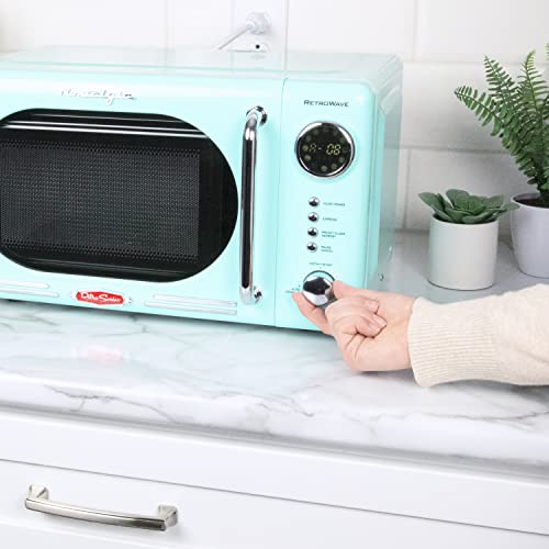 Nostalgia Retro Compact Countertop Microwave Oven, 0.7 Cu. Ft. 700-Watts with LED Digital Display, Child Lock, Easy Clean Interior, Aqua