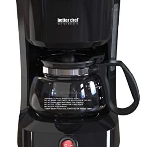 Better Chef Basic Coffee Maker | 4-Cup | Pause-N-Serve | Carafe Warmer | Reservoir Window (Black)