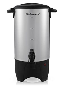 elite gourmet ccm-040 40 cup electric hot water coffee brewer urn, removable filter for easy cleanup, two way dispenser with cool-touch handles, stainless steel