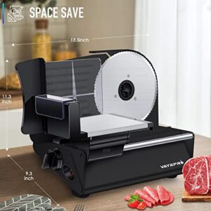 Electric Meat Slicer for Home, Deli Food Slicer with Adjustable Slice Thickness,Stainless Steel Blades & Safe Non-Slip Feet,Easily Cut Ham, Cheese, Bread, Fruit