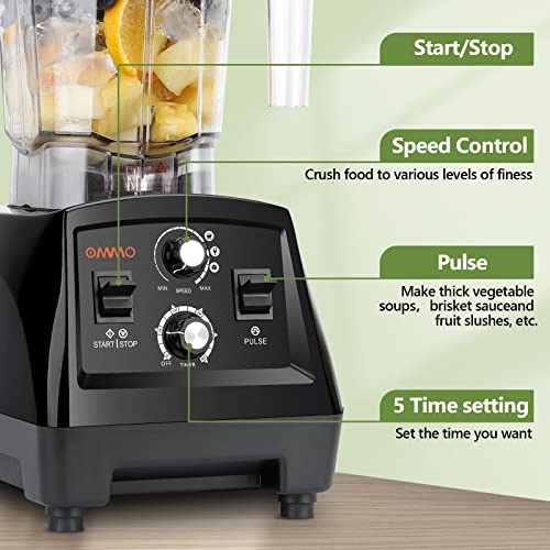 OMMO Professional Blender, Countertop Blenders for Kitchen Max 1800W, Home and Commercial Blender with Timer, 68oz BPA Free Blender for Shakes and Smoothies, Nuts, Ice and Fruits, Dishwasher Safe