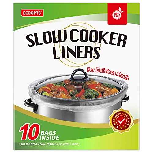 ECOOPTS Slow Cooker Liners Disposable Cooking Bags Large Size Pot Liners Fit 4QT to 8.5QT Suitable for Oval & Round Pot (10 BAGS)