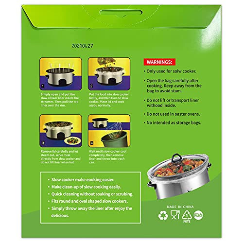 ECOOPTS Slow Cooker Liners Disposable Cooking Bags Large Size Pot Liners Fit 4QT to 8.5QT Suitable for Oval & Round Pot (10 BAGS)