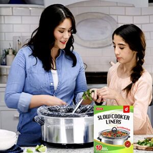 ECOOPTS Slow Cooker Liners Disposable Cooking Bags Large Size Pot Liners Fit 4QT to 8.5QT Suitable for Oval & Round Pot (10 BAGS)