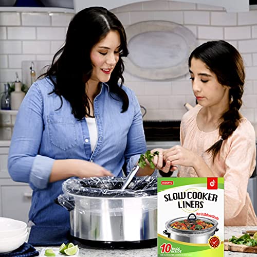 ECOOPTS Slow Cooker Liners Disposable Cooking Bags Large Size Pot Liners Fit 4QT to 8.5QT Suitable for Oval & Round Pot (10 BAGS)