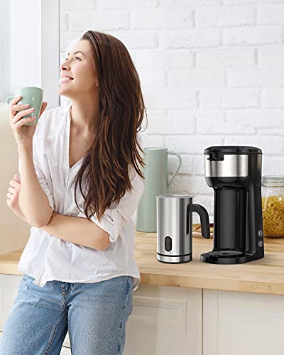 Boly Single Serve Coffee Maker with Milk Frother Combo, Small Coffee Machine for K Cups and Ground Coffee, Cappuccino Maker and Latte Machine